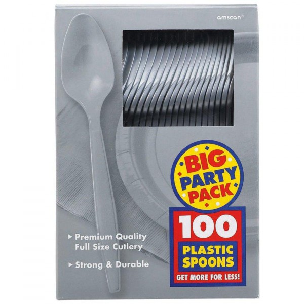 Silver Big Party Pack - Spoons (100 count) - Halloween Costume Ideas 2024