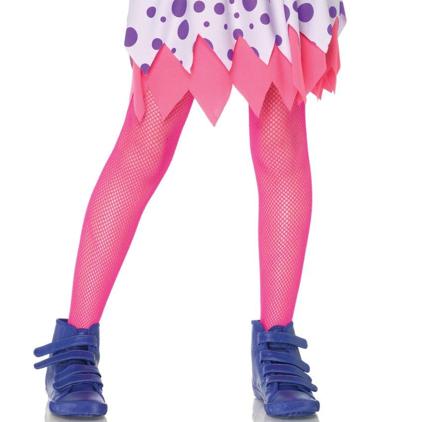 Neon Pink Kids Fishnet Tights - Halloween Costume Ideas 2024