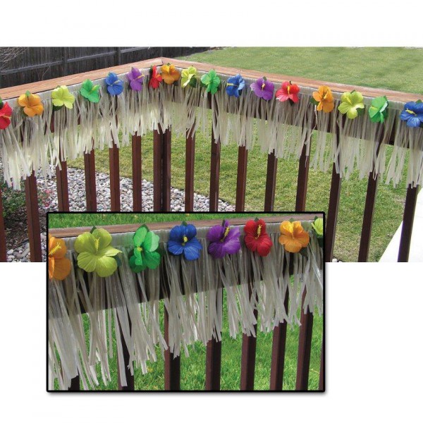 24' Deck Fringe - Natural Nylon with Hibiscus Flowers - Halloween ...